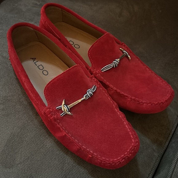 Aldo | Shoes | Mens Red Suede Shoes Aldo Red Suede Anchor Style Driving ...